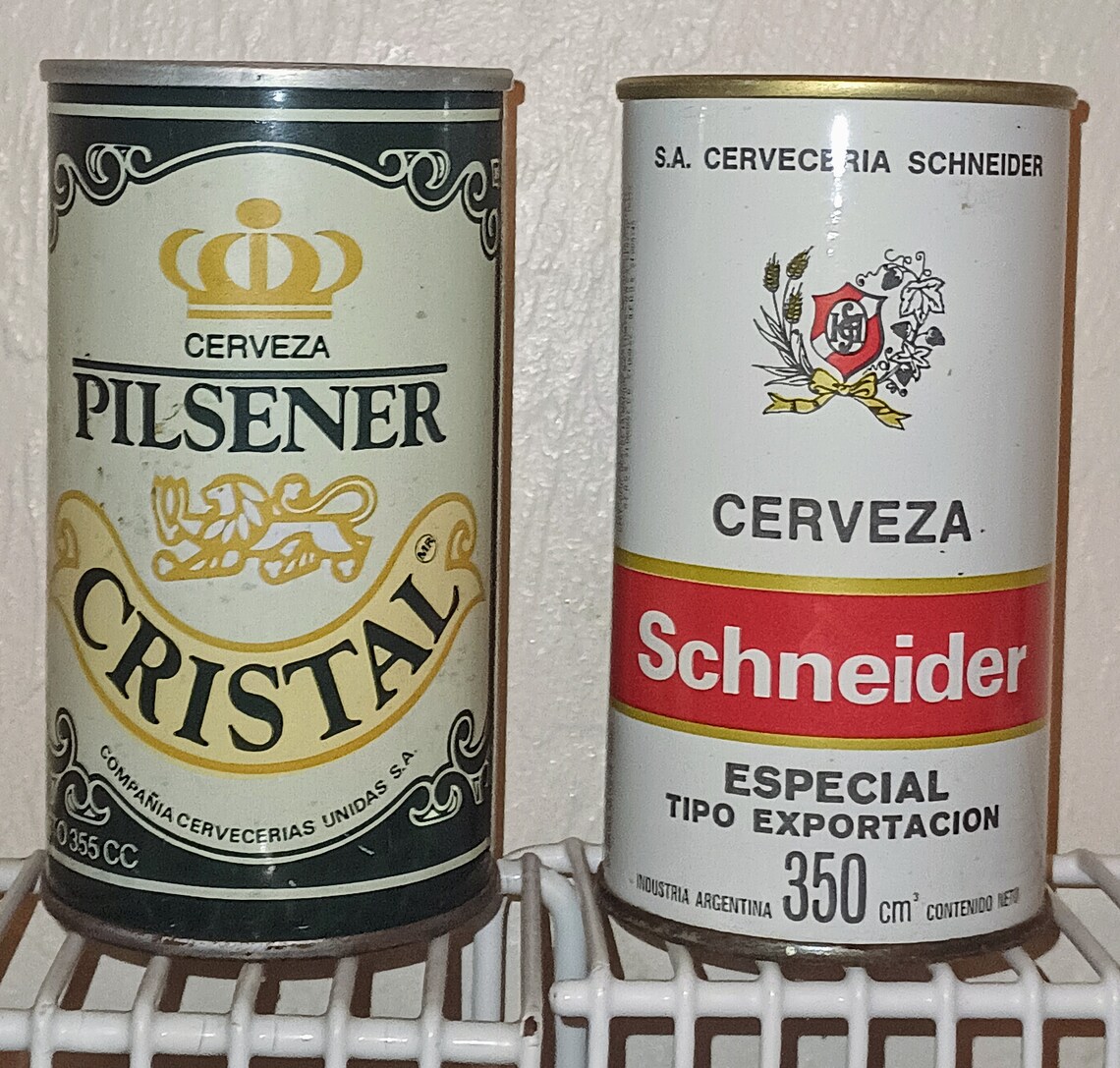 Rare Steel EMPTY CRISTAL PILSENER Collectable 350ml Beer Can From Chile and Cerveza Schneider ...