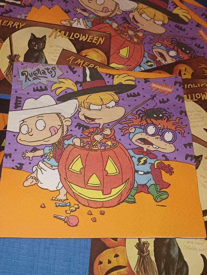 Vintage Rugrats Toy and Halloween Napkins and Other Postcards and Trick ...