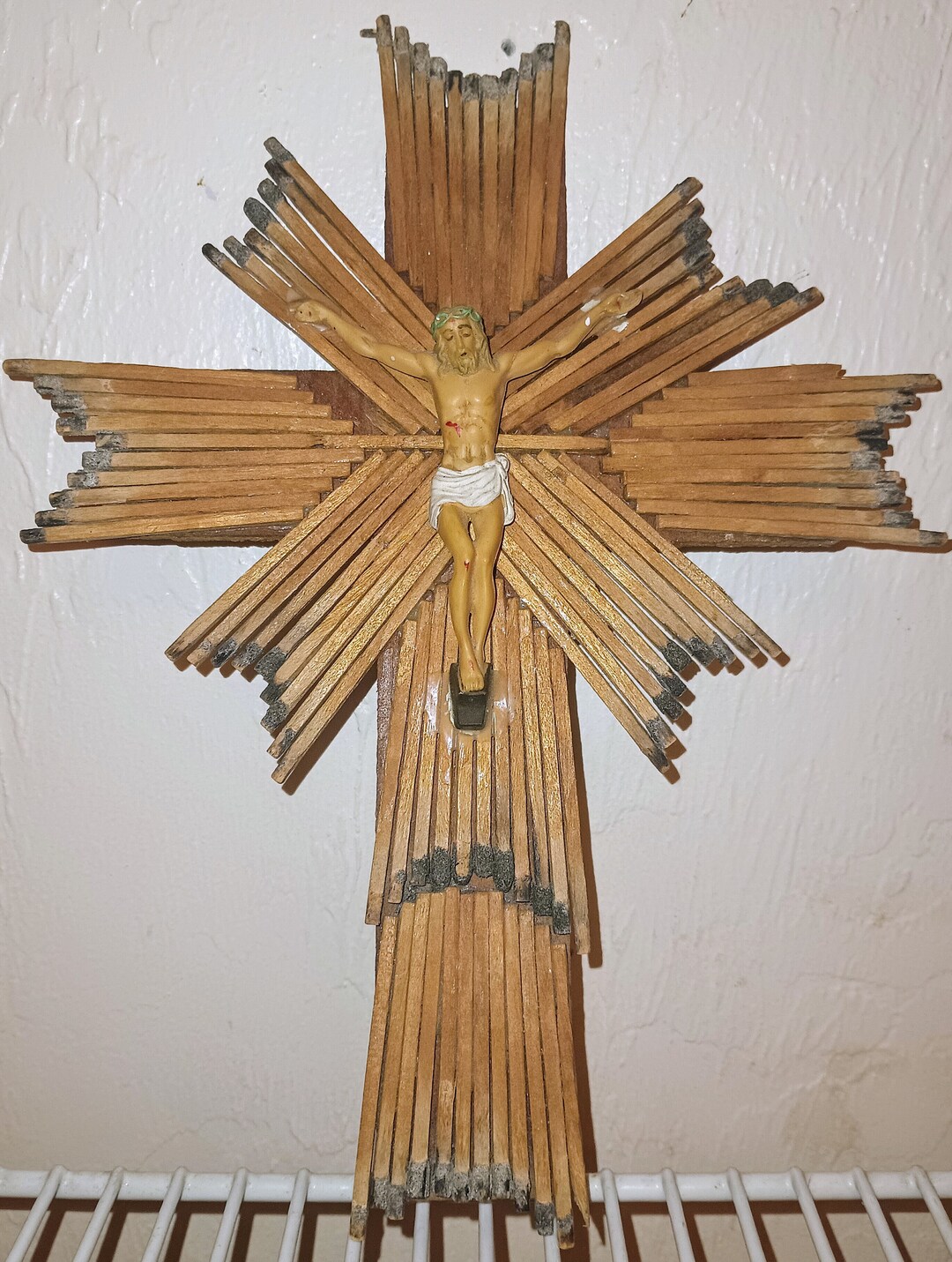 Vintage Burnt Match Crucifix Matchstick Art Cross Tramp Art Folk Art - Etsy