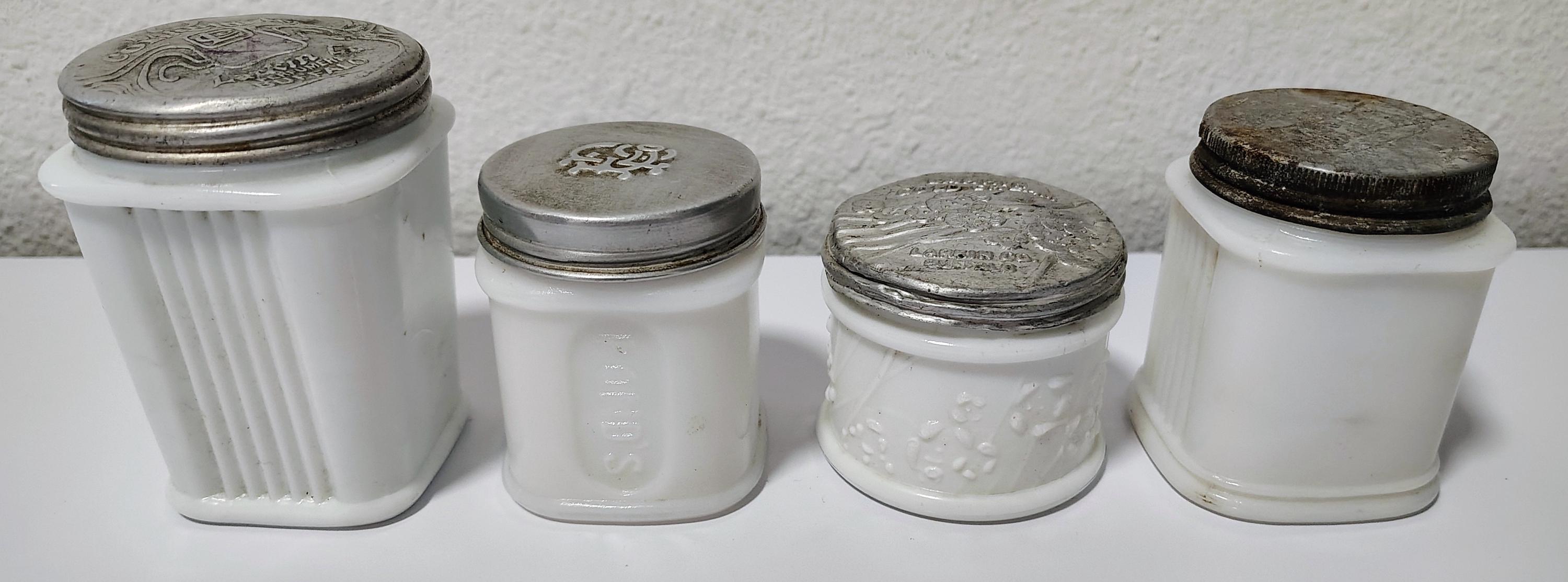 Lot of Four Milk Glass Vanity Jars Larkin Ponds Harley - Etsy
