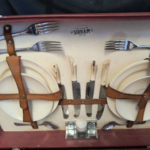 40's Sirram English Leather Picnic Hamper - Etsy