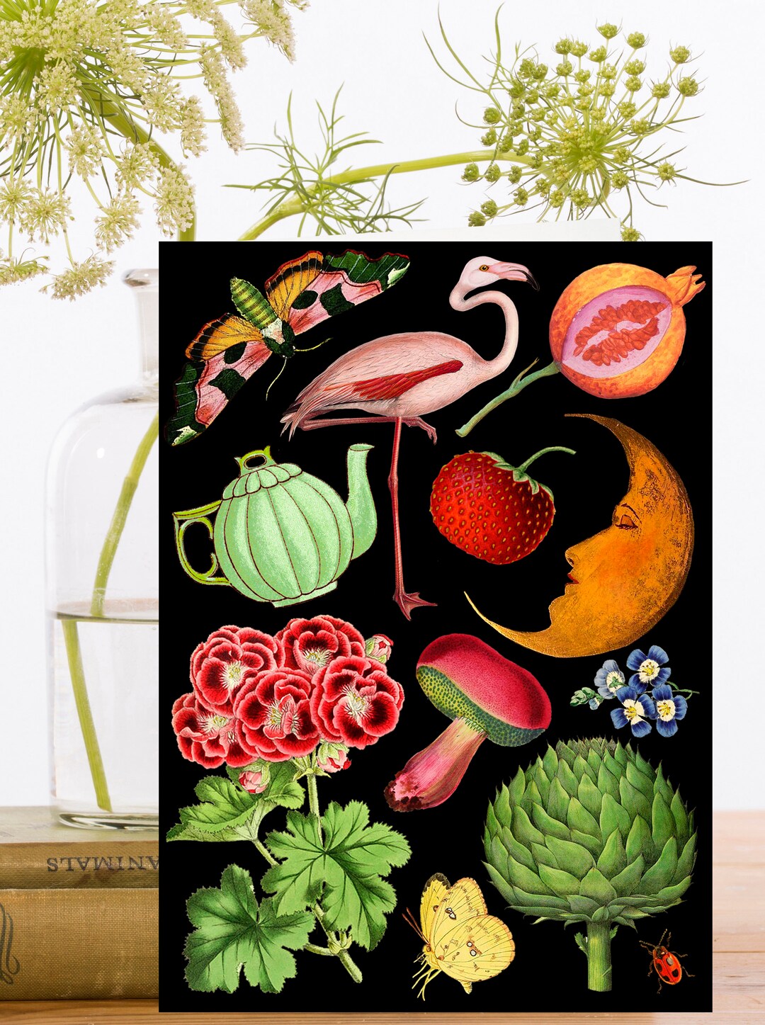 Whimsical Vintage Collage Art Card~sustainably Sourced Material ...