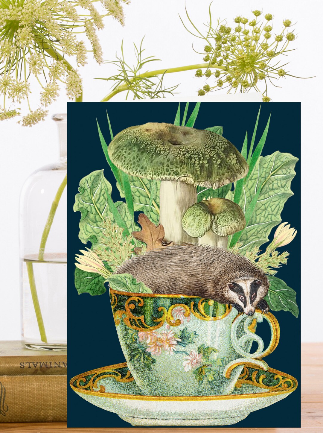 Whimsical Vintage Collage Art Card ~sustainably Sourced Material ...
