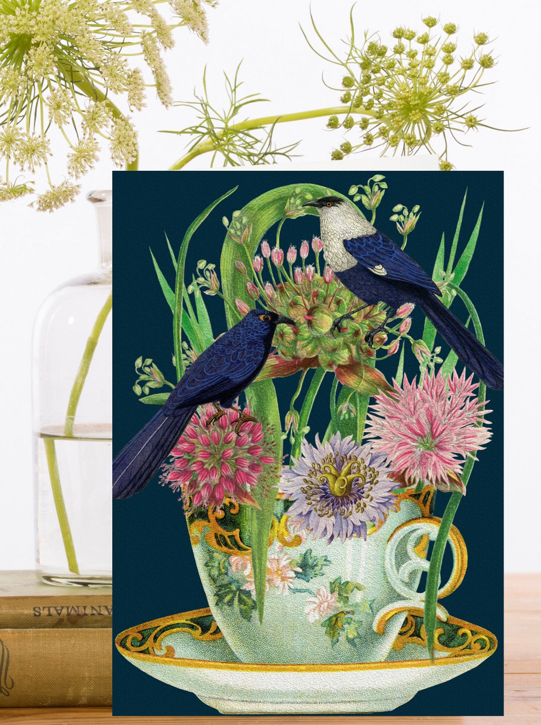 Whimsical Vintage Collage Art Card ~sustainably Sourced Material ...