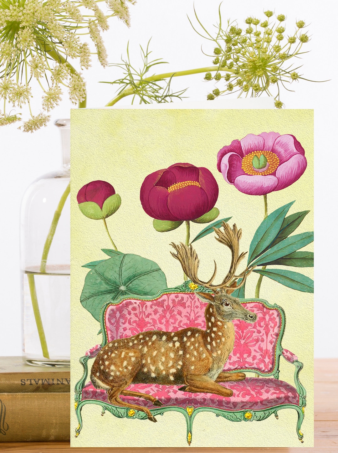 Whimsical Vintage Collage Art Card sustainably Sourced Material ...