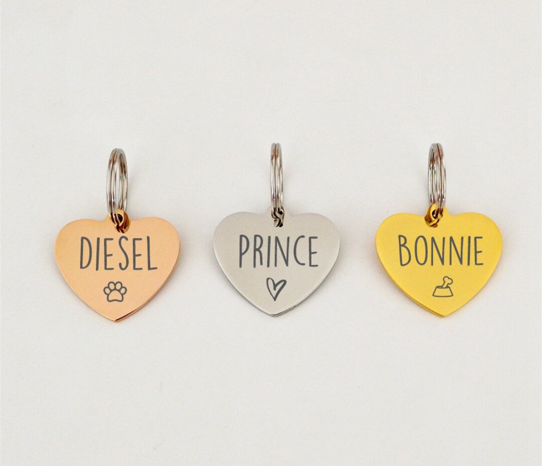 Personalized Pet Tag Heart Dog Tag Cat Tag Cat Collar Tag Cat ID Tag ...