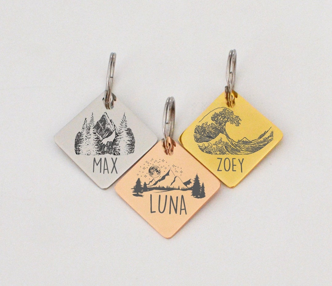 Personalized Dog Tag Diamond Tag Pet Tag Custom Dog Tag Cat Tag Cat ...