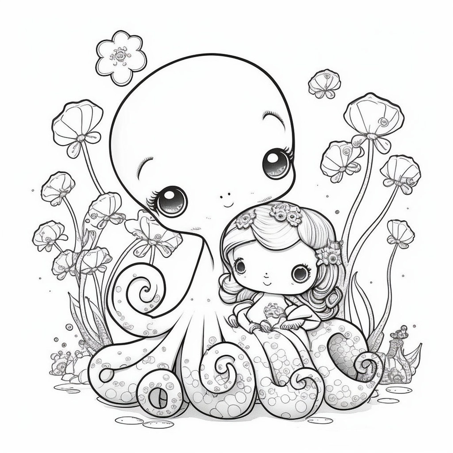 10 Cute Sea Creatures Coloring Book Whales, Sharks, Jellyfish, Octopus ...