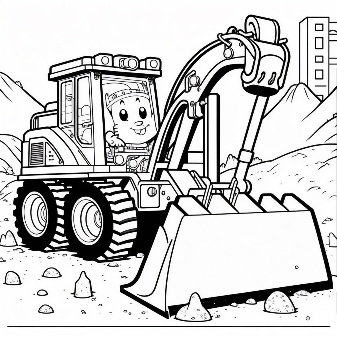 7 Construction Fun Coloring Pages - Etsy