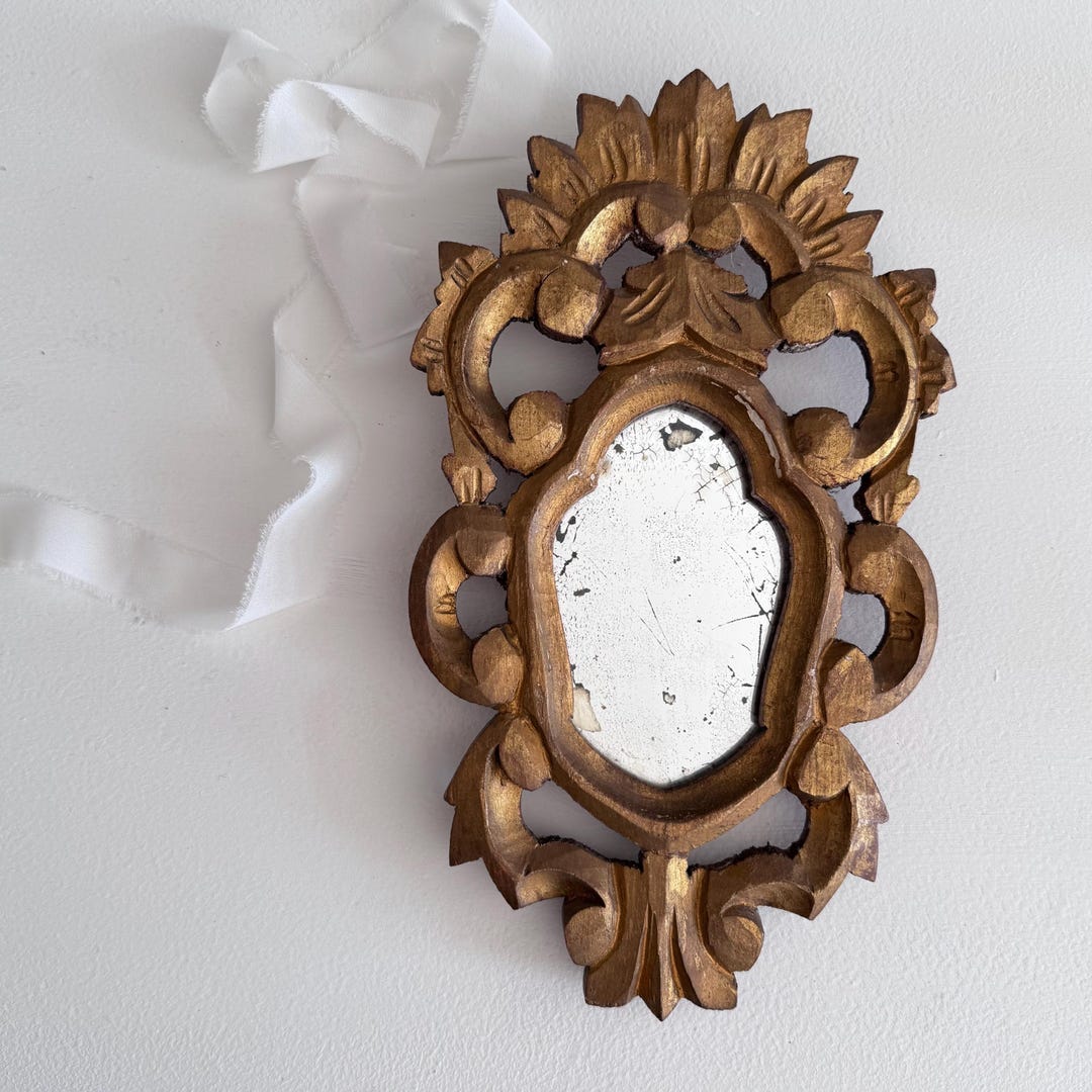 1800’s French Gold Hand Carved Wood Frame With Original Mirror, Antique ...