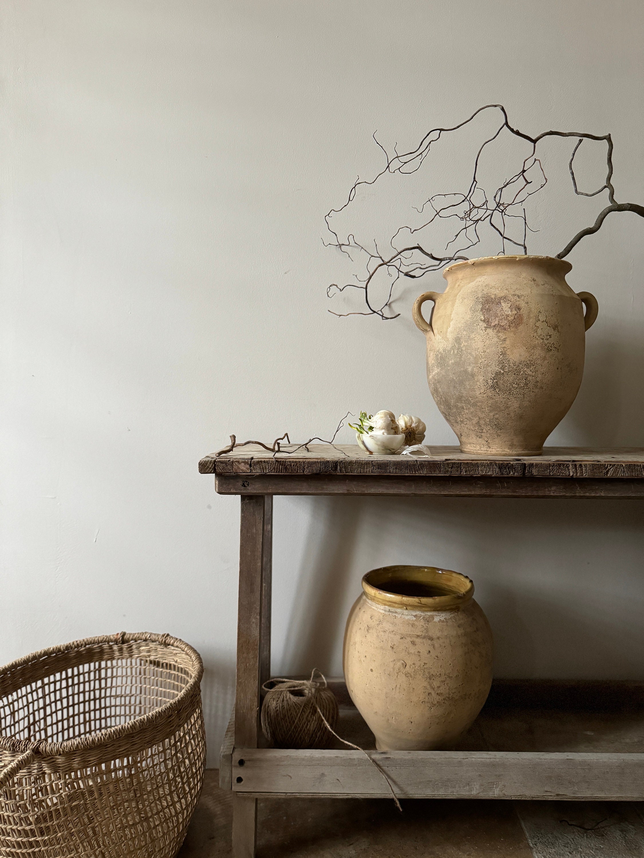 19th Century French Provençal Unglazed Pot, Confit Pot, Rustic Pottery ...