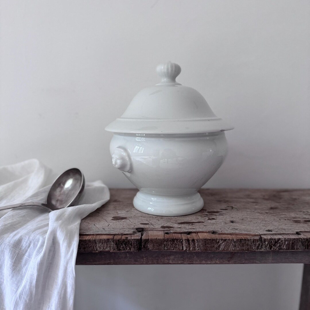 Apilco, France, White French Lion Soup Bowl With Lid, Soupière - Etsy