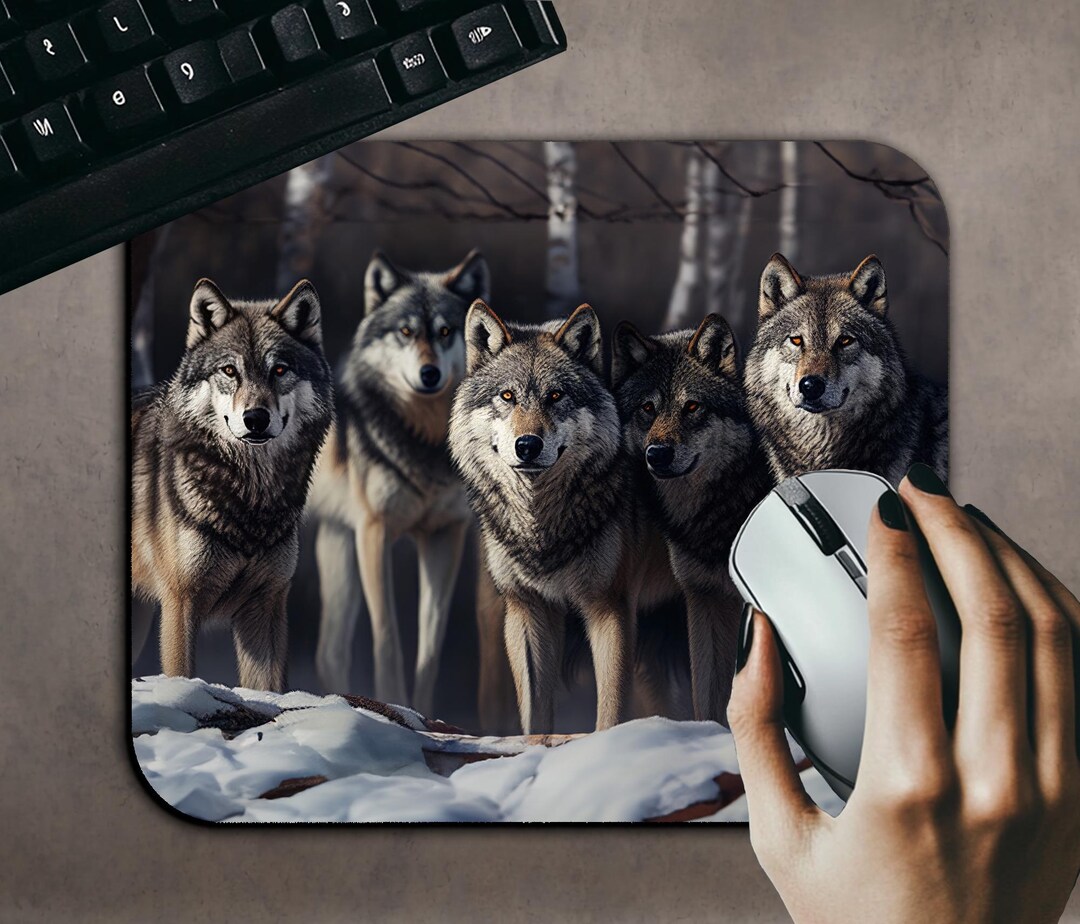 Wolf Pack Mouse Pad #15, Mystical Wolves Desk Mat, Spiritual Wolf ...