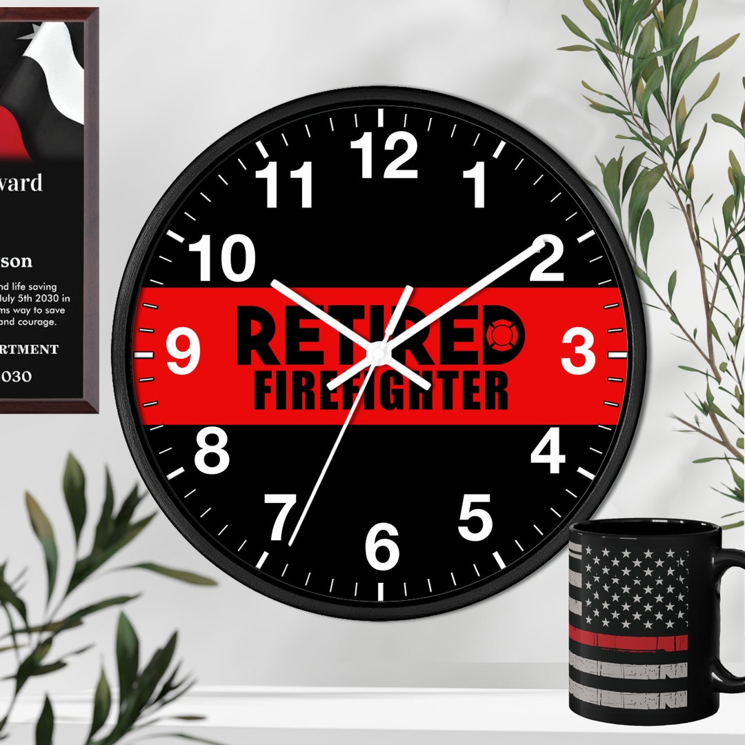 Firefighter 23 10 Wall Clock Retired Fireman Fire Department Thin Red ...