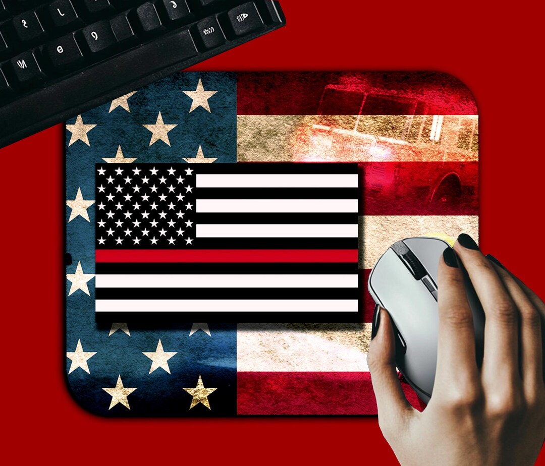 Firefighter Mouse Pad #21, Thin Red Line Flag Mouse Pad, Firefighter ...