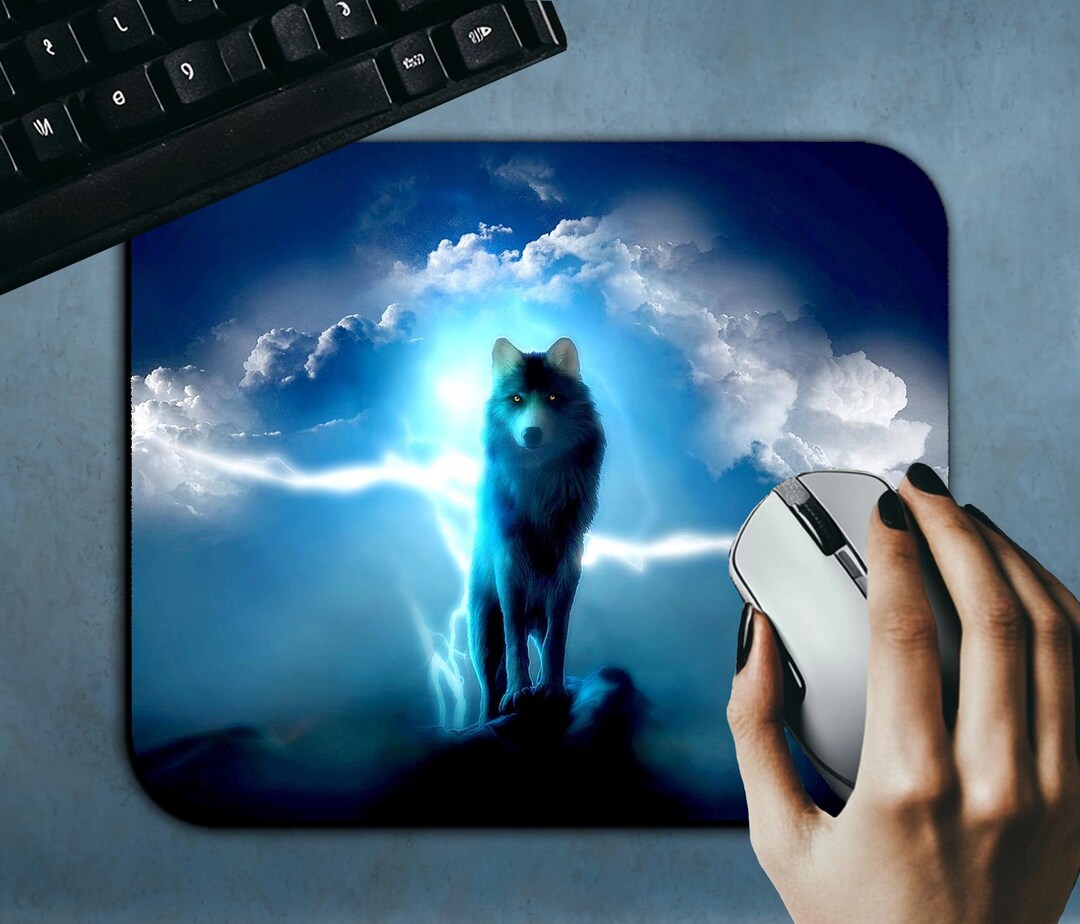 Fantasy Wolf Mouse Pad #12, Wolf Art Desk Mat, Mystic Wolf Mousepad ...