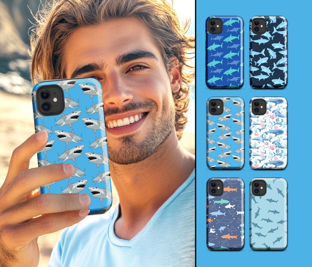 Shark Phone Case #1, Ocean Animal Cell Case, Cool Blue Phone Cover ...