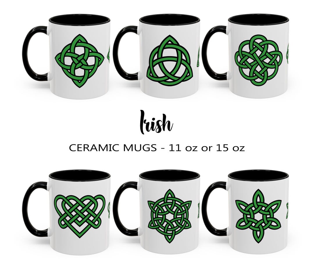 Irish Ceramic Mugs 3 11 Oz or 15 Oz Irish Coffee Cup, Celtic Mug ...
