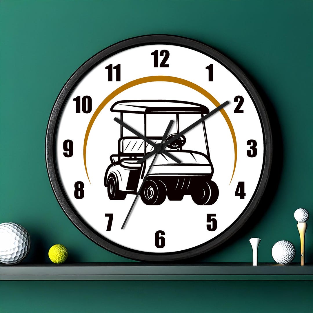 Golf Wooden Wall Clock #2, 10" Round, Golfer Clock, Retirement Golf ...