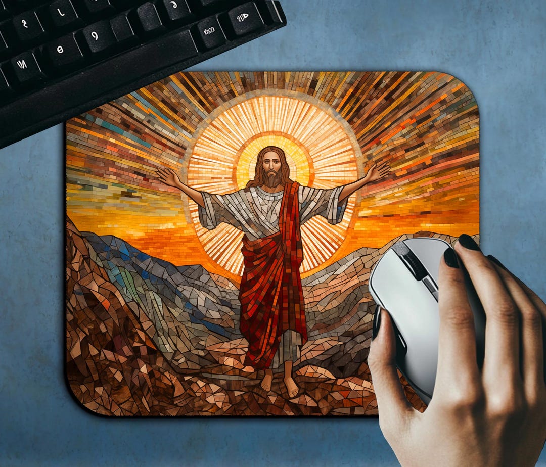 Christian Mouse Pad #3, Jesus Christ Our Savior Art, Religious Desk Mat ...