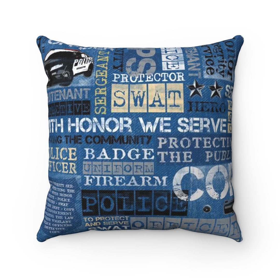THROW PILLOW Police 38 Thin Blue Line Flag Officer Cop Law Enforcement ...