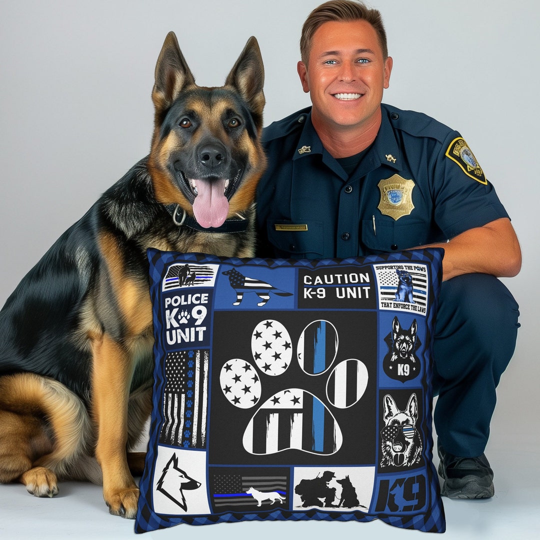 Police Officer K9 Unit #10 - Throw Pillow OR Pillow Case ONLY - Thin ...
