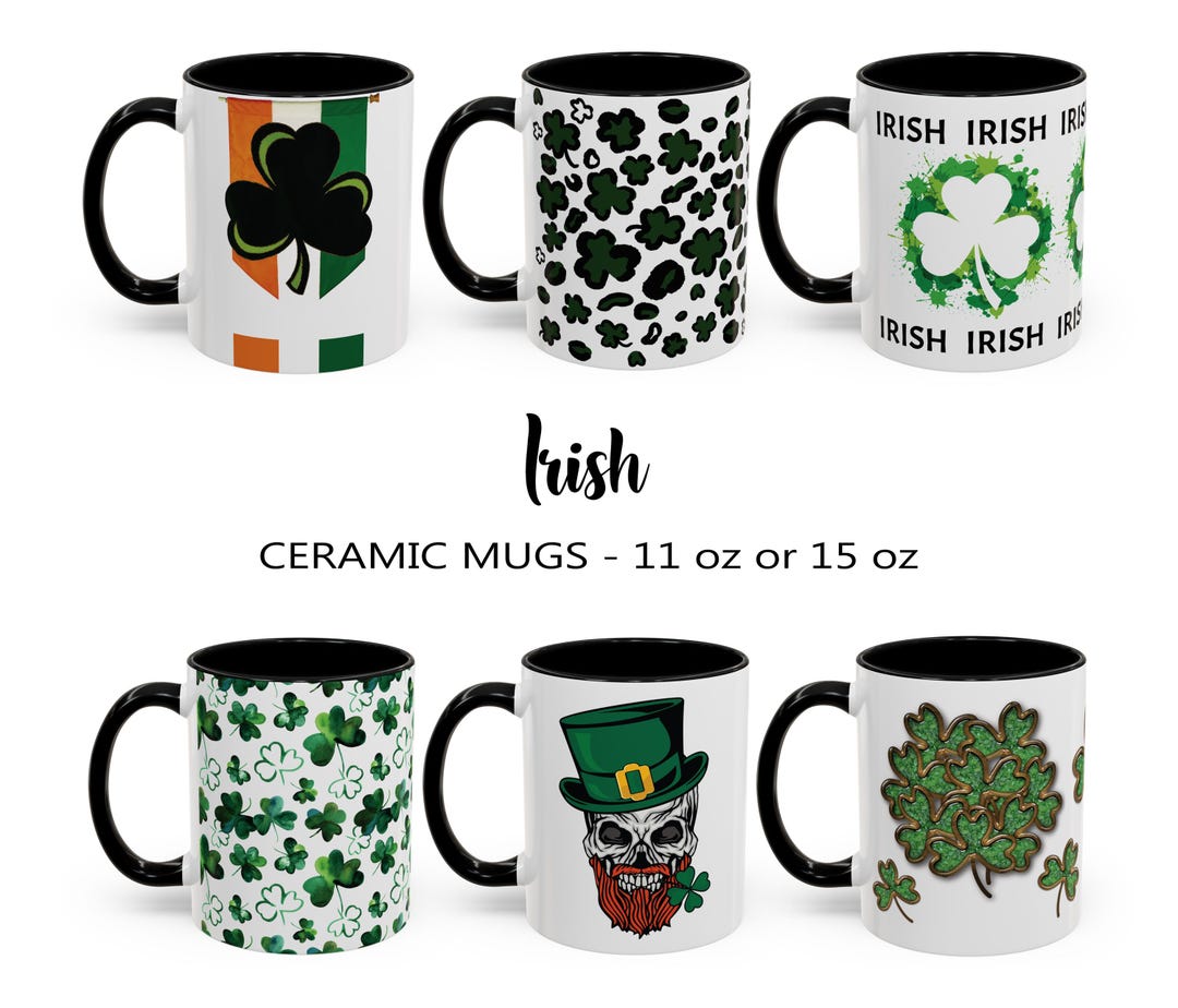 Irish Ceramic Mugs 2 11 Oz or 15 Oz Irish Coffee Cup, Celtic Mug ...