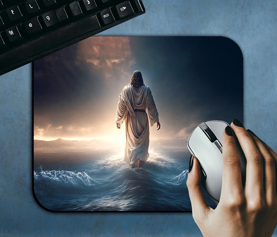 Christian Mouse Pad 11, Jesus Walking on Water Art, Religious Desk Mat ...