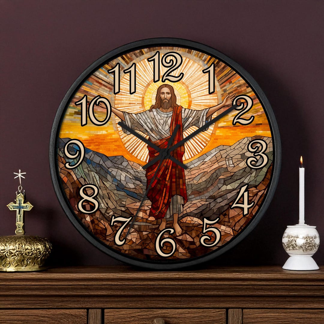 Jesus Christ Christian Wooden Wall Clock #6 - 10" Round, Religious ...
