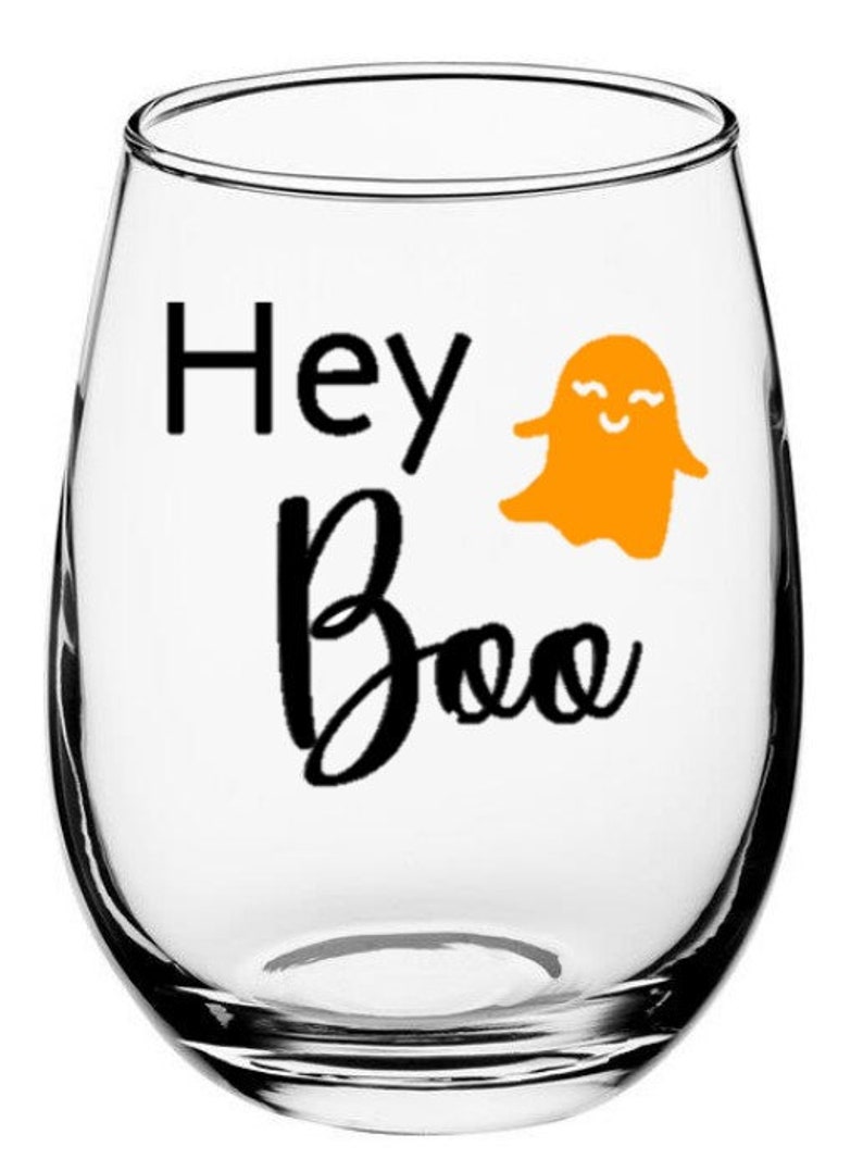 Hey Boo Decal - DECAL ONLY - Halloween Decal - Halloween Wine Glass ...