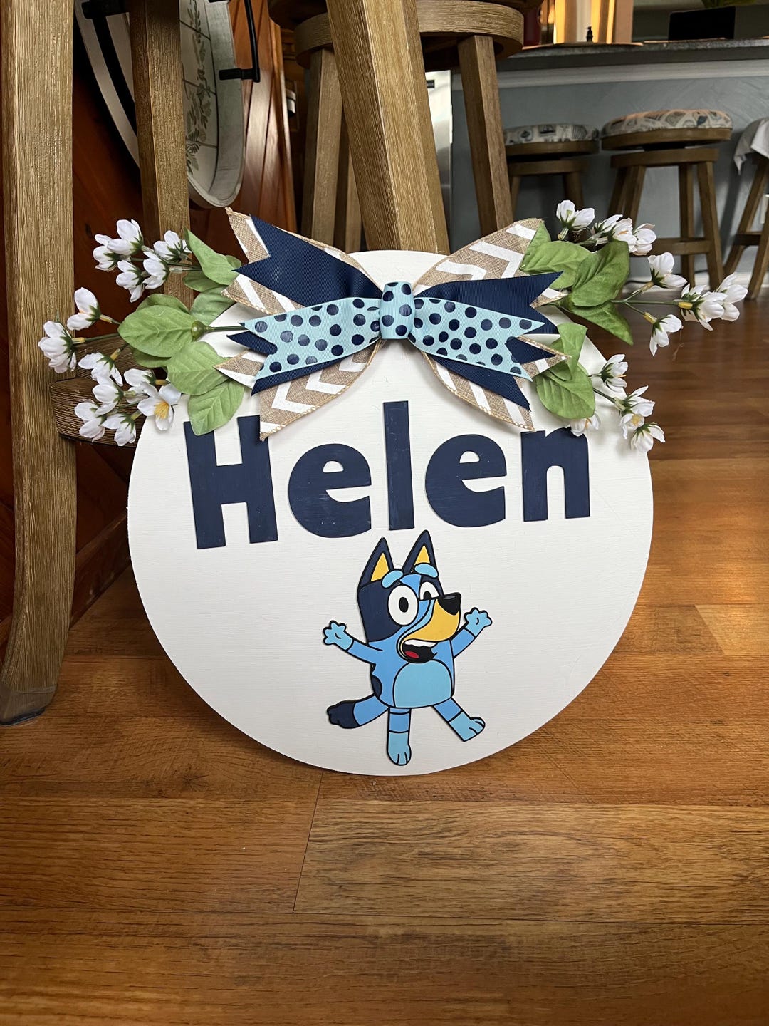 Bluey Wreath, Personalized Bluey Name Wreath, Bluey Door Hanger ...