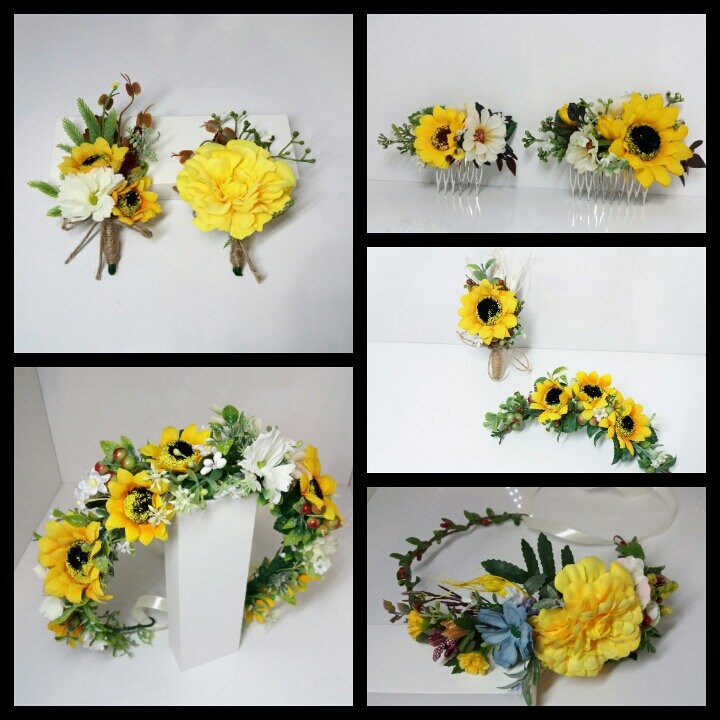 Sunflower Crown Yellow Flower Crown bridal Headband flower - Etsy