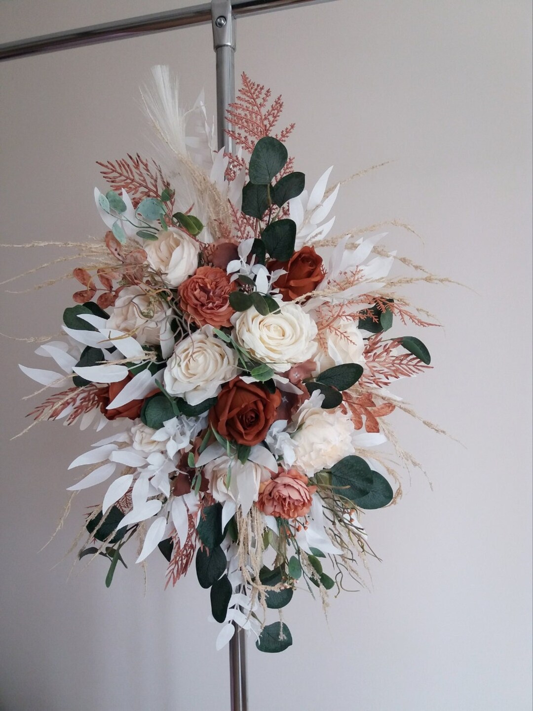 Rust Eucalyptus Wedding Arch Flower Arrangement: Terracotta Bridal ...