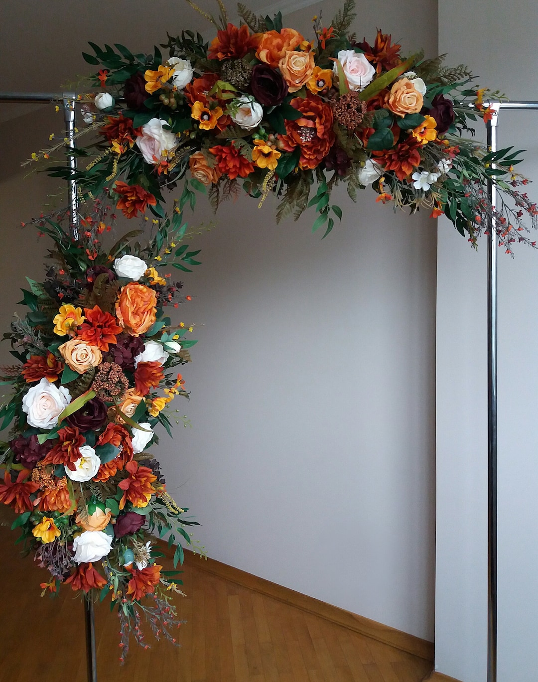 Rust Orange Flower Arch Arrangement: Fall Wedding Decor (40 Inches) - Etsy