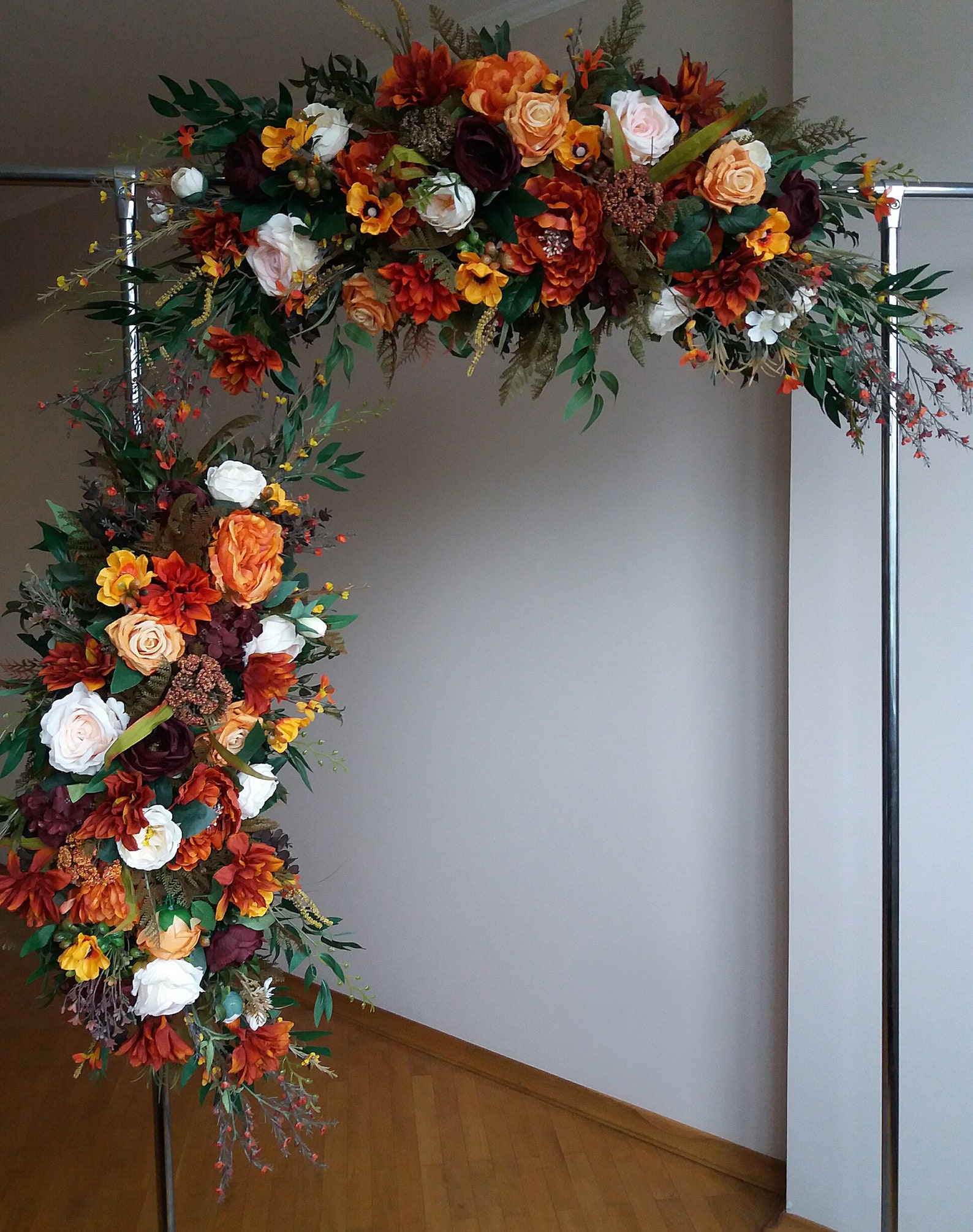 Rust Burnt Orange Flower Arch Arrangement Fall Flower Arch - Etsy