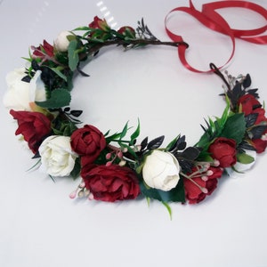 Maroon Ivory Flower Crown,burgundy Flower Crown,floral Crown,wedding ...