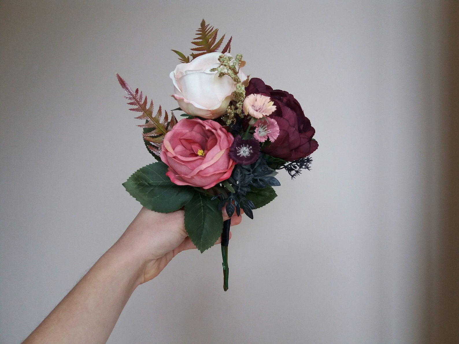 Burgundy Black Deep purple dusty wedding bouquet Fall bridal | Etsy