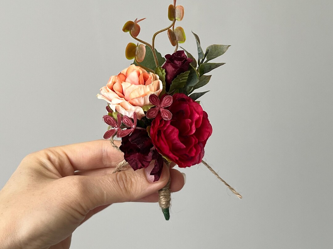Burgundy Boutonnieres,men's Boutonniere,groom Groomsmen Buttonhole ...