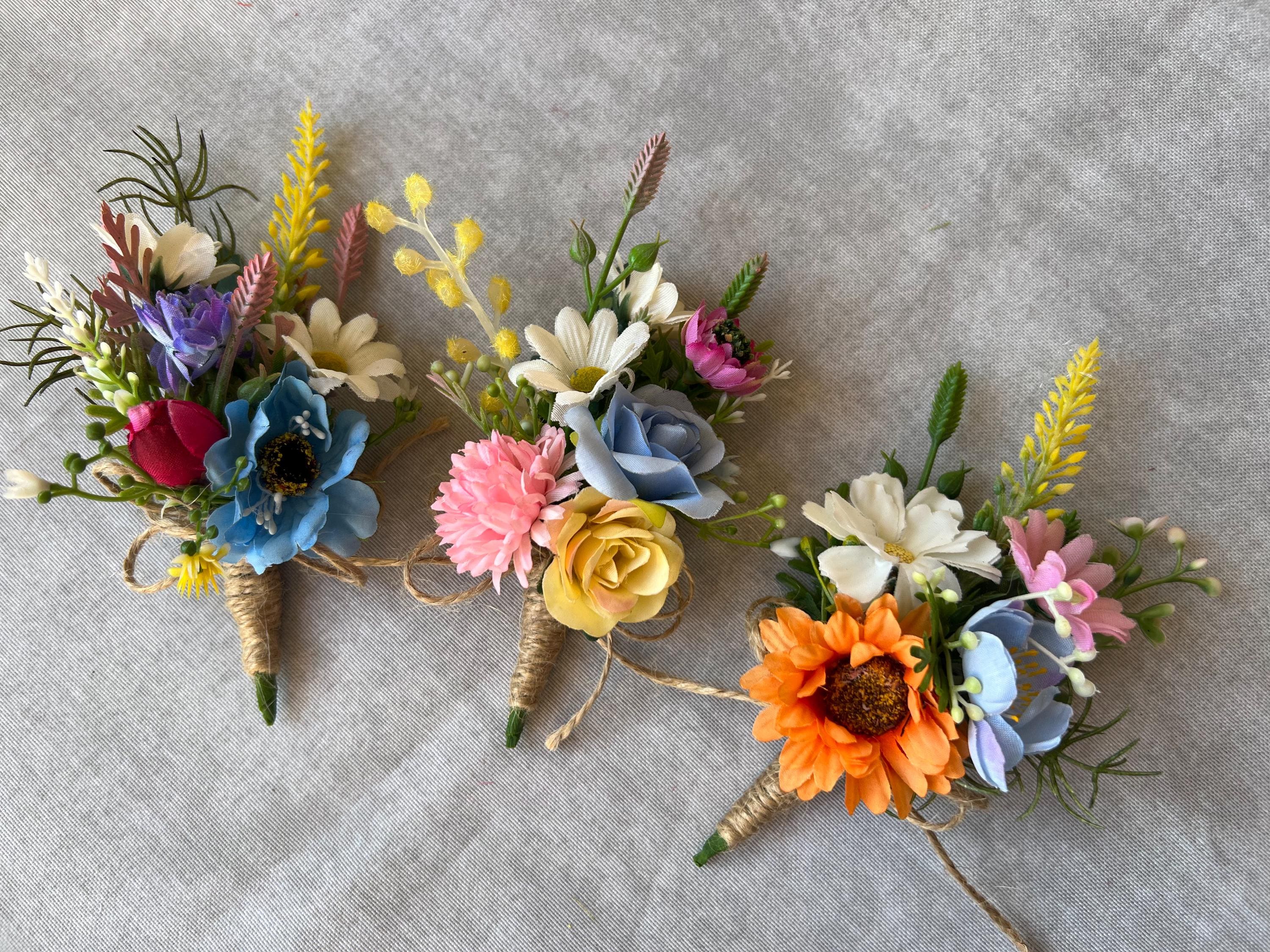Colorful Wildflower Boutonniere: Rustic Spring Wedding - Etsy