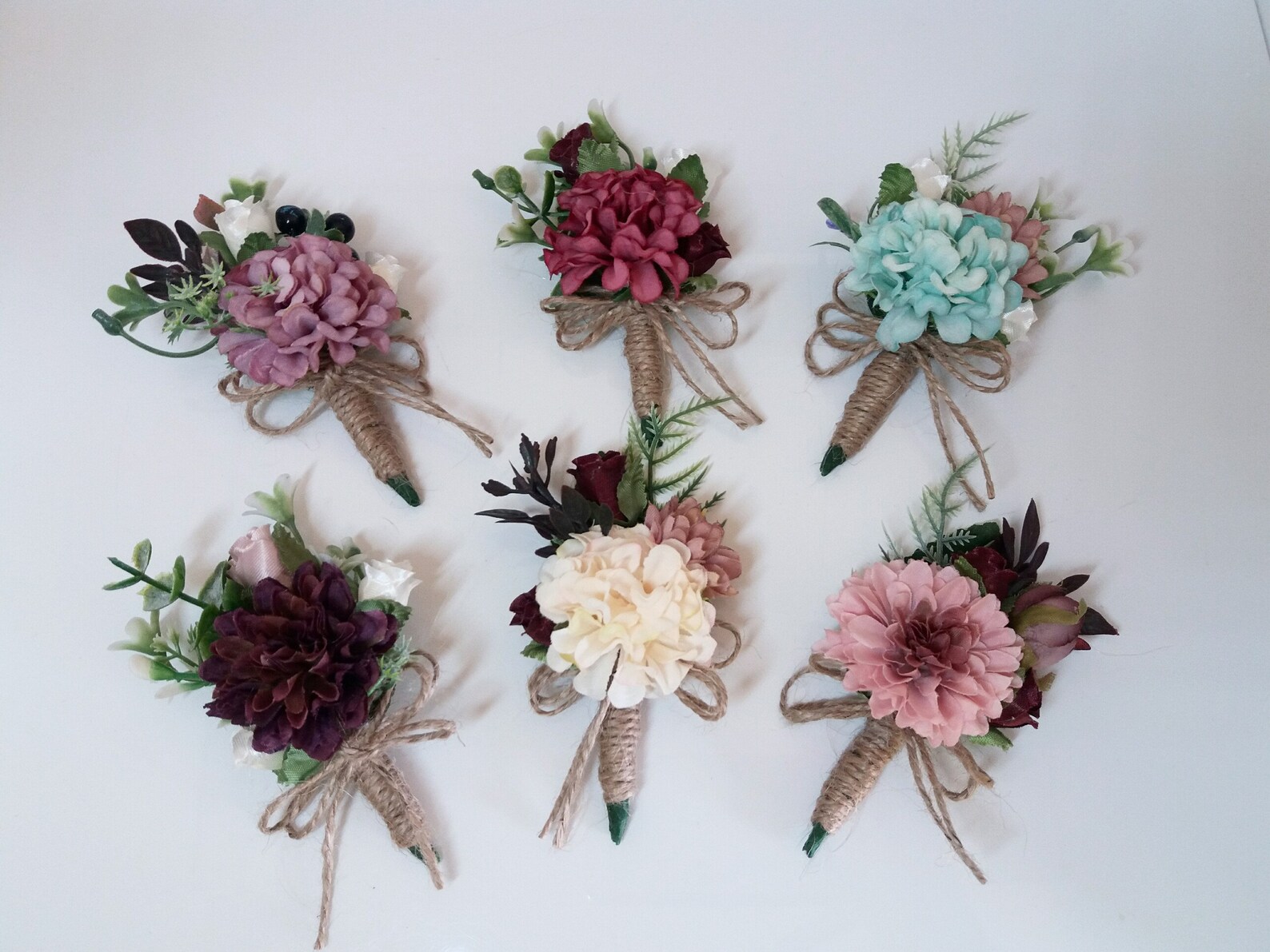 Burgundy Blush Pink Boutonniere Turquoiseboutonnieregroom - Etsy