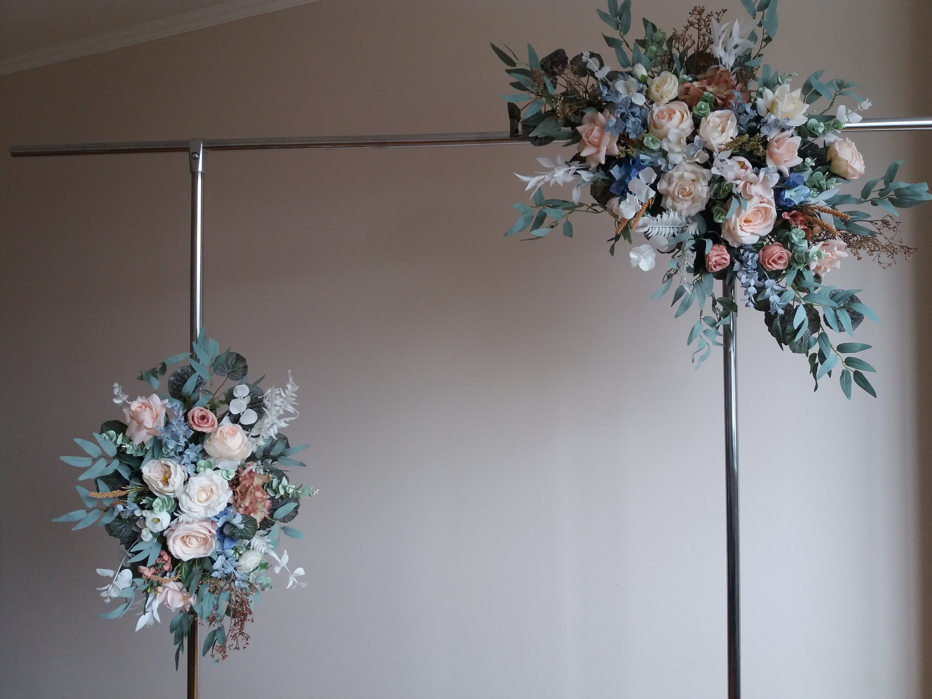 Dusty Blue Flower Arch Arrangement Blush Pink Dusty Blue Boho - Etsy