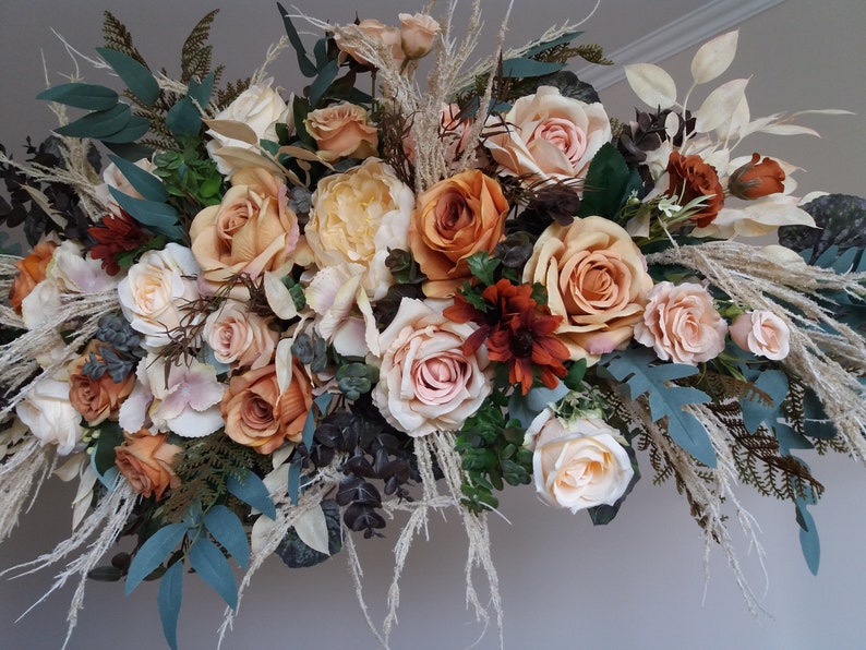 Rust Terracotta Flower Arch Pampas Flower Arch Wedding Swag - Etsy