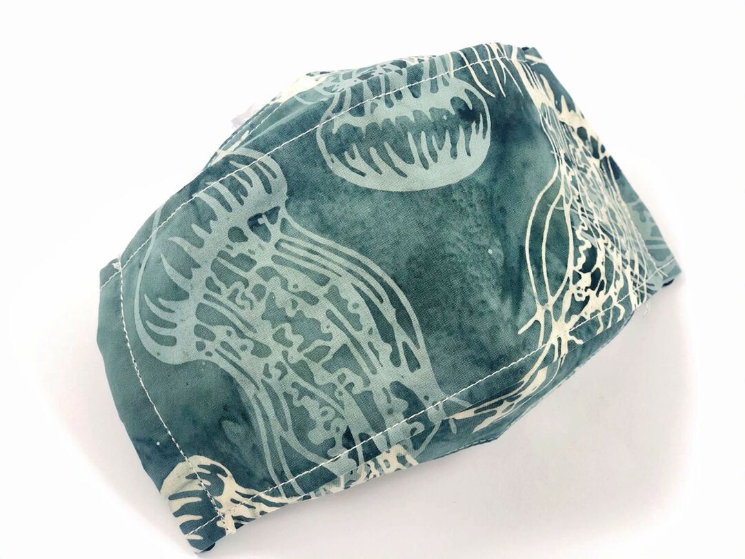 Adult Grey Jellyfish Batik 3D Origami Box Face Mask 100% Cotton ...