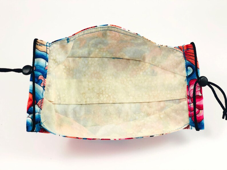 Adult Asian Koi Fish 3D Origami Box Face Mask 100% Cotton Reusable W ...