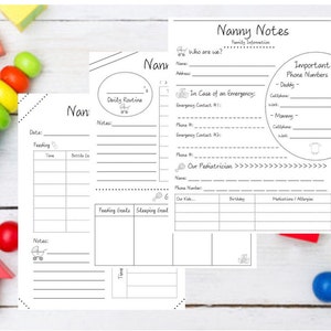 Nanny Notes | BUNDLE | Baby Journal | Baby Log | Babysitting Notes ...