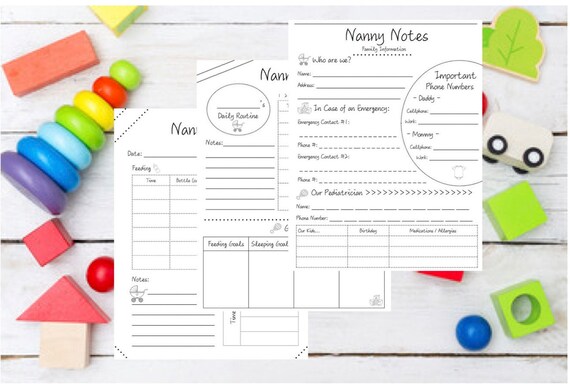Nanny Notes BUNDLE Baby Journal Baby Log Babysitting | Etsy