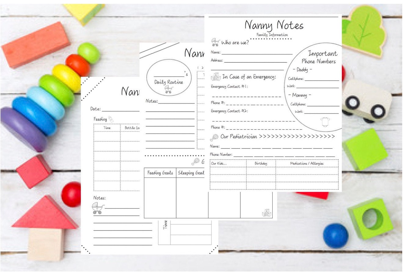 Nanny Notes | BUNDLE | Baby Journal | Baby Log | Babysitting Notes ...