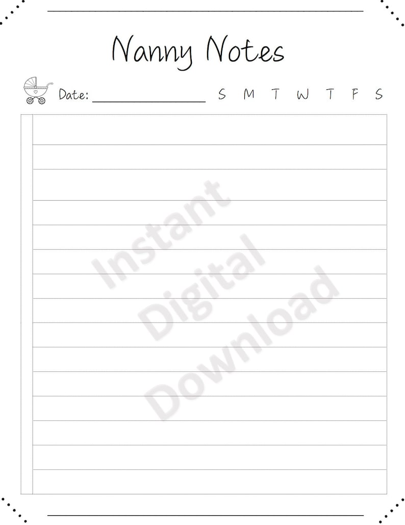 Nanny Notes | BUNDLE | Baby Journal | Baby Log | Babysitting Notes ...