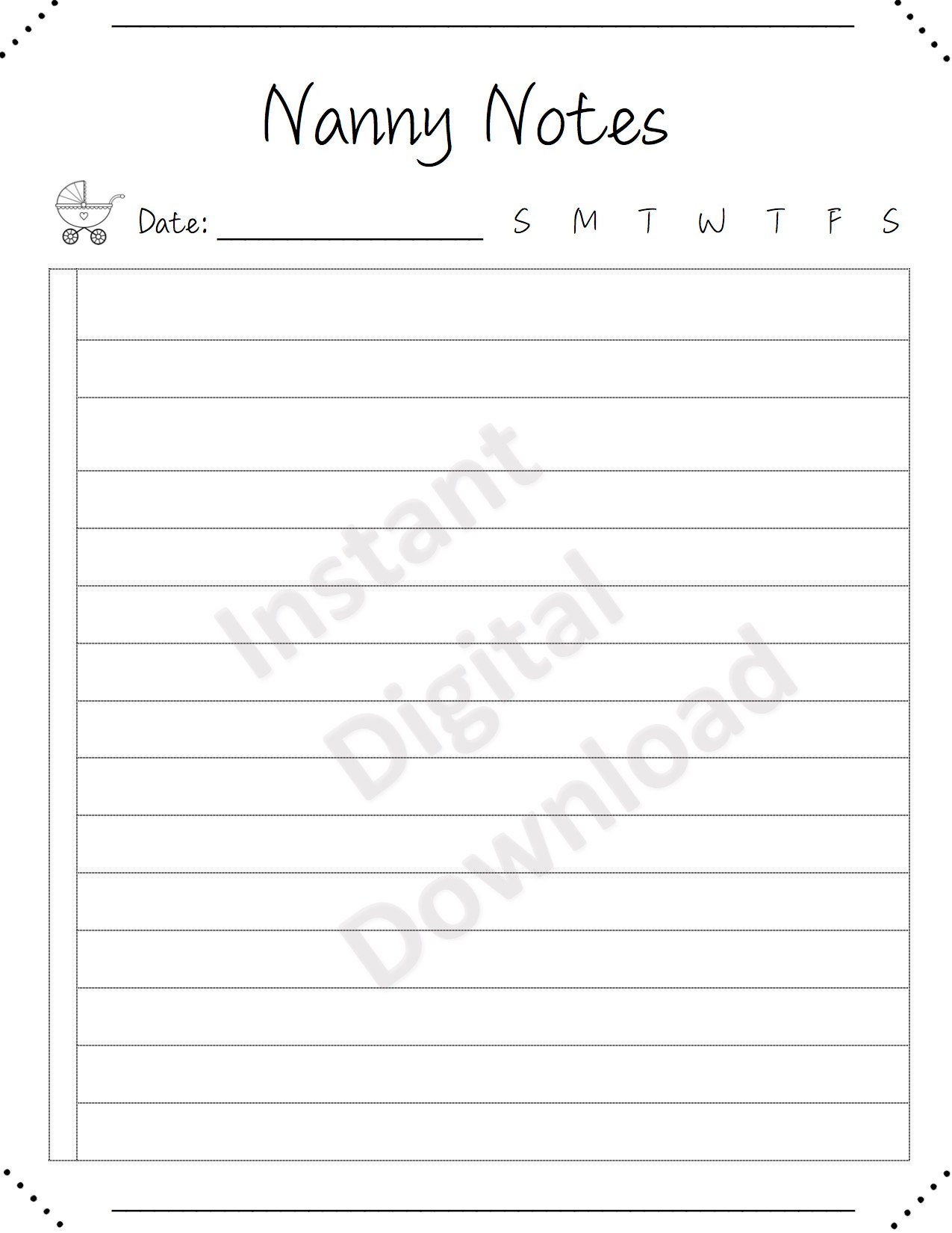 Nanny Notes | BUNDLE | Baby Journal | Baby Log | Babysitting Notes ...