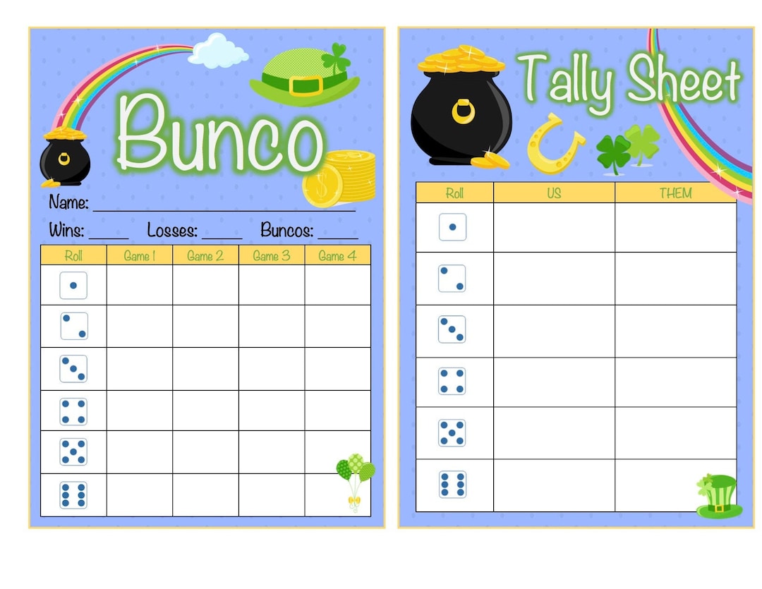 St Patricks Bunco | Leprechaun Bunco | Bunco Template | March Bunco ...